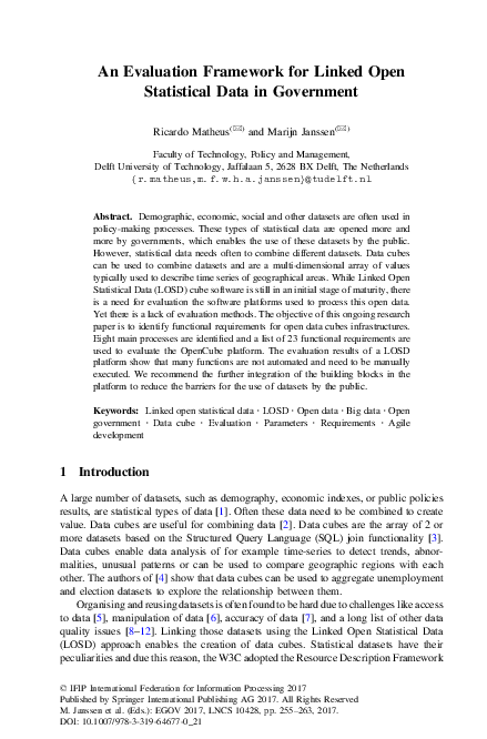 (PDF) An Evaluation Framework for Linked Open Statistical Data in Government