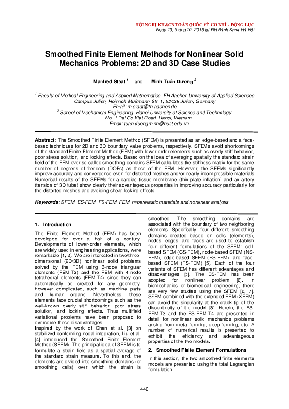(PDF) Smoothed Finite Element Methods for Nonlinear Solid Mechanics Problems: 2D and 3D Case Studies