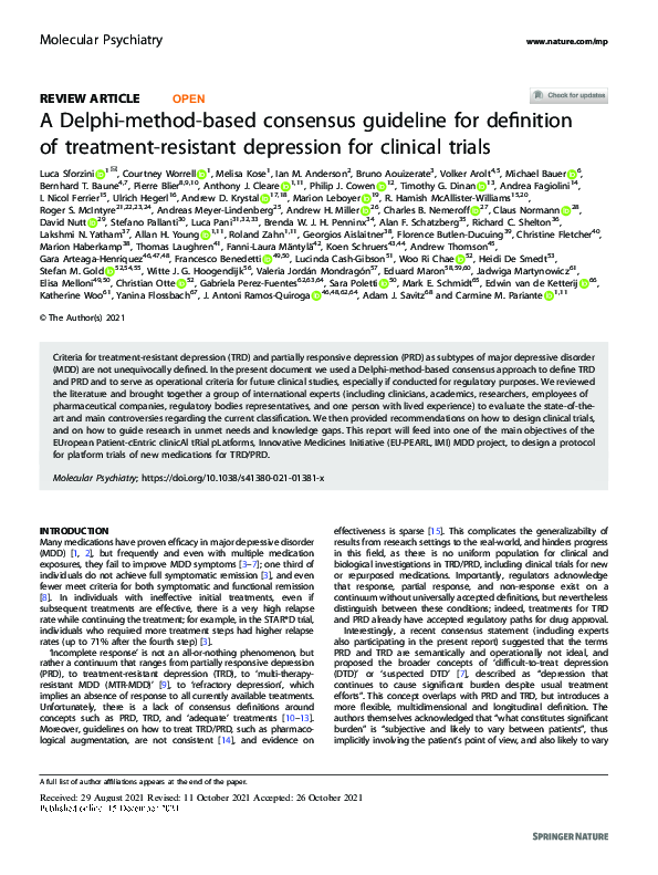 (PDF) A Delphi-method-based consensus guideline for definition of treatment-resistant depression ...