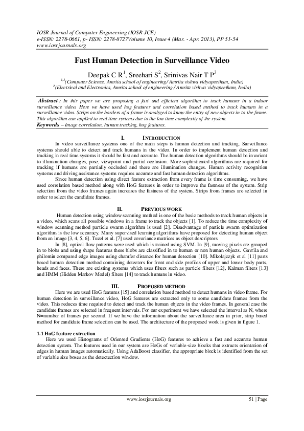 (PDF) Fast Human Detection in Surveillance Video