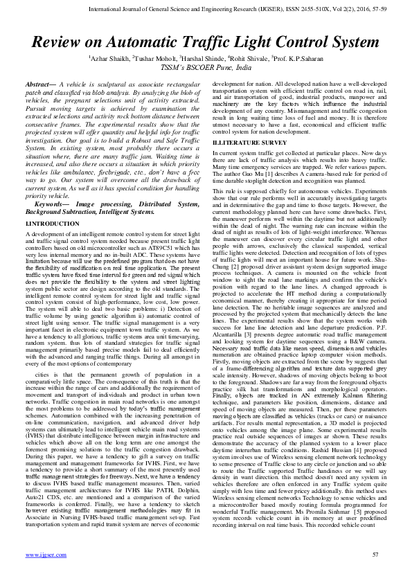 (PDF) Review on Automatic Traffic Light Control System