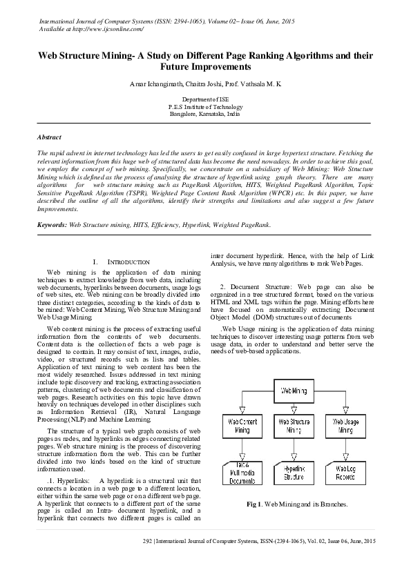 (PDF) Web Structure Mining-A Study on Different Page Ranking Algorithms ...