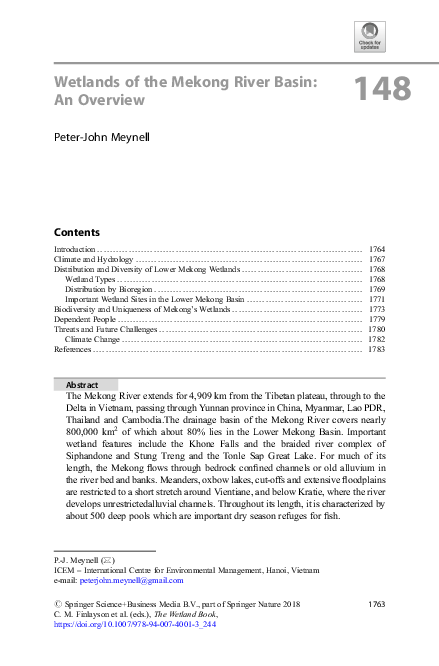 (PDF) Wetlands of the Mekong River Basin: An Overview