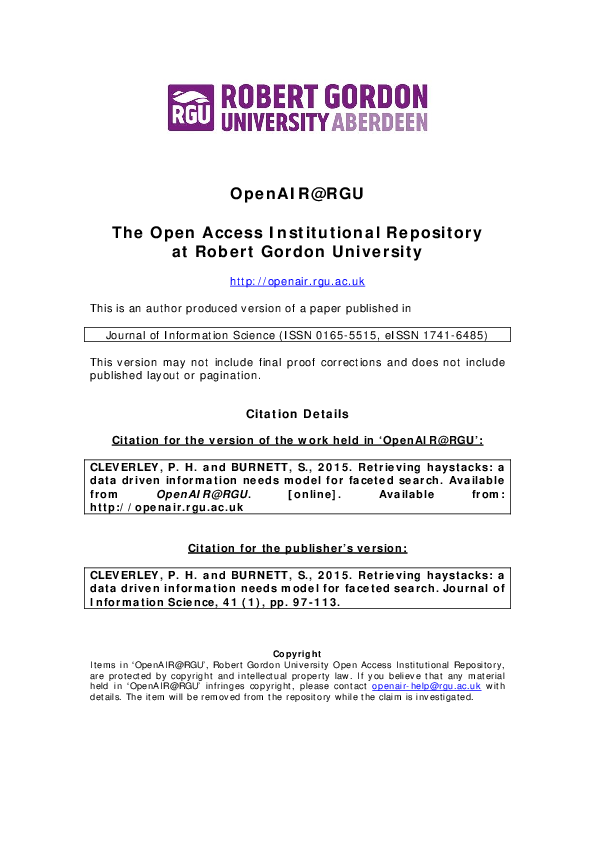 (PDF) Retrieving haystacks: a data driven information needs model for ...