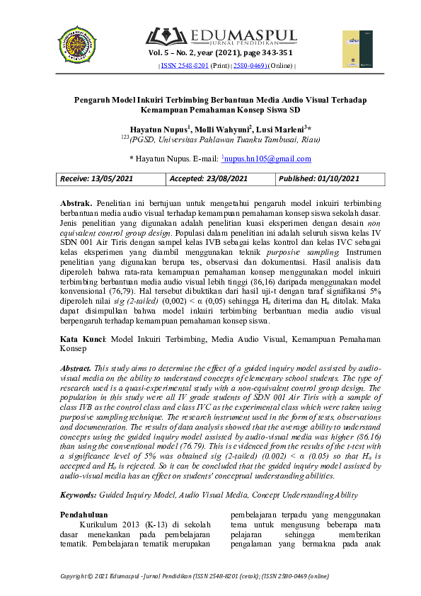 (PDF) Pengaruh Model Inkuiri Terbimbing Berbantuan Media Sosial Edmodo Terhadap Kemandirian ...