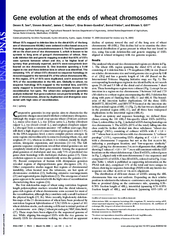 (PDF) Gene evolution at the ends of wheat chromosomes