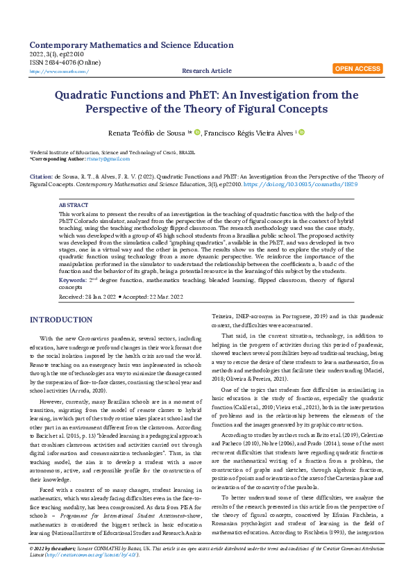 (PDF) Quadratic Functions and PhET: An Investigation from the ...