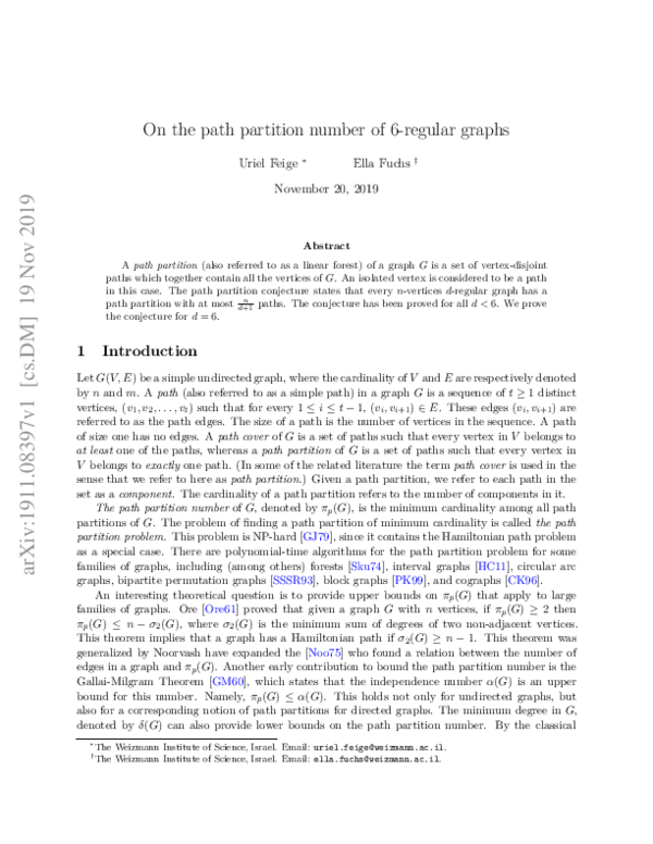 (PDF) On the path partition number of 6-regular graphs