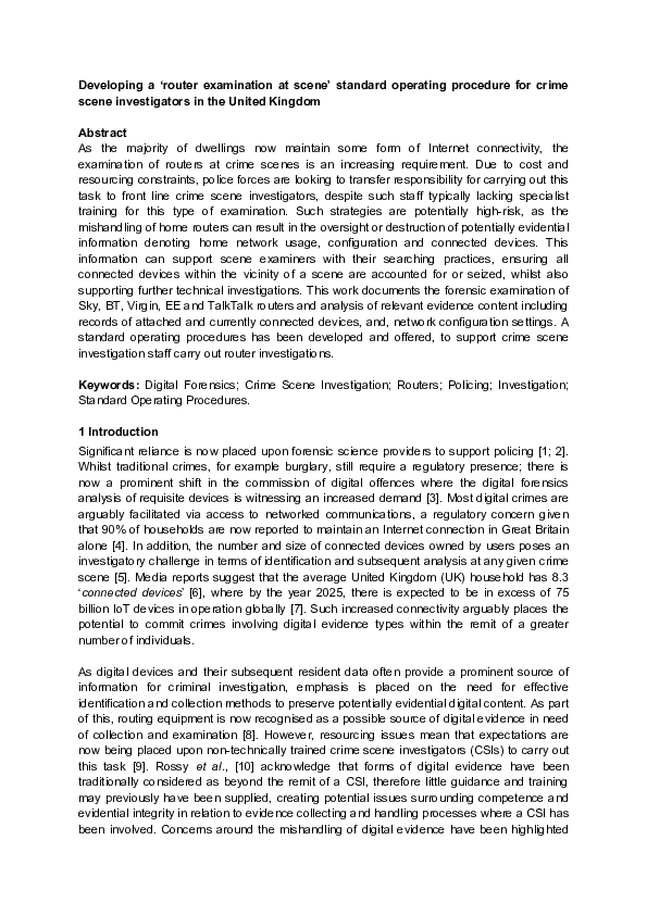 (DOC) Developing a ‘router examination at scene’ standard operating ...