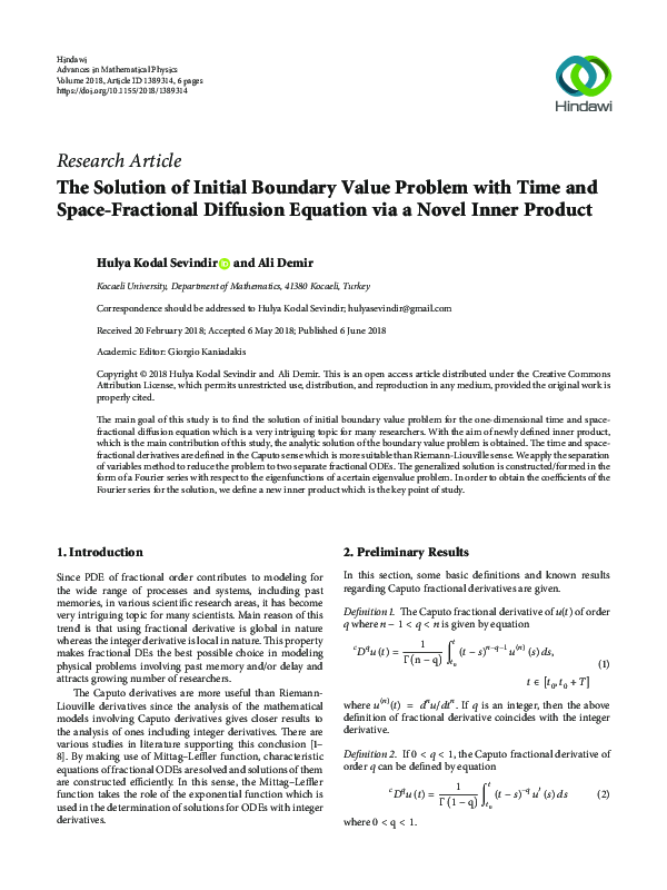 (PDF) The Solution of Initial Boundary Value Problem with Time and ...