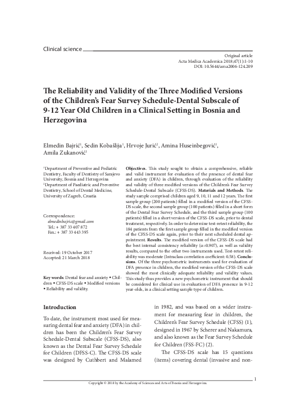 (PDF) The Reliability and Validity of the Three Modified Versions of ...