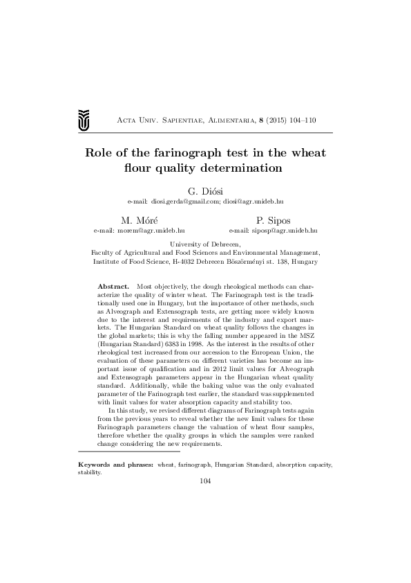 (PDF) Role of the farinograph test in the wheat flour quality determination