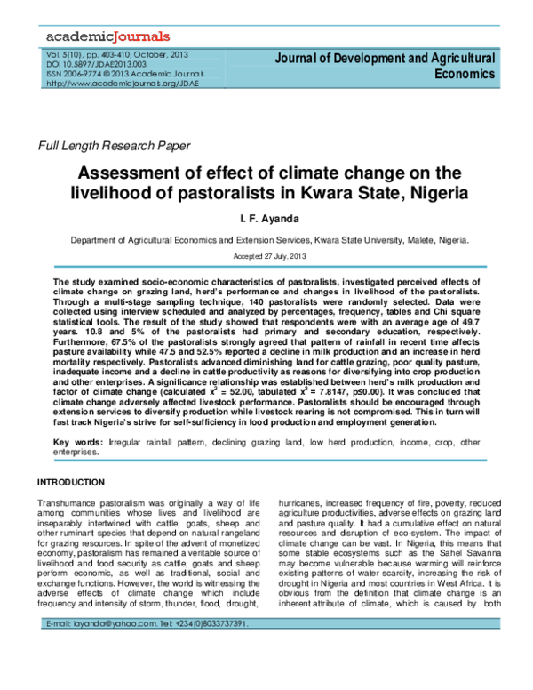 (PDF) Journal of Development and Agricultural Economics