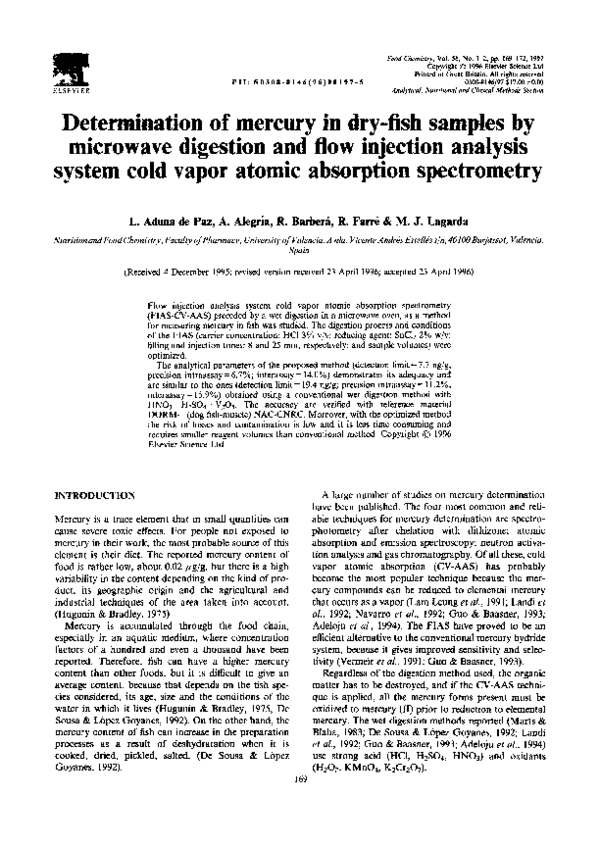 (PDF) Determination of mercury in dry-fish samples by microwave ...