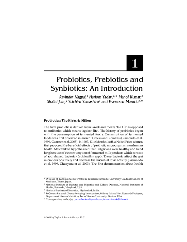 (PDF) Probiotics, prebiotics, and synbiotics