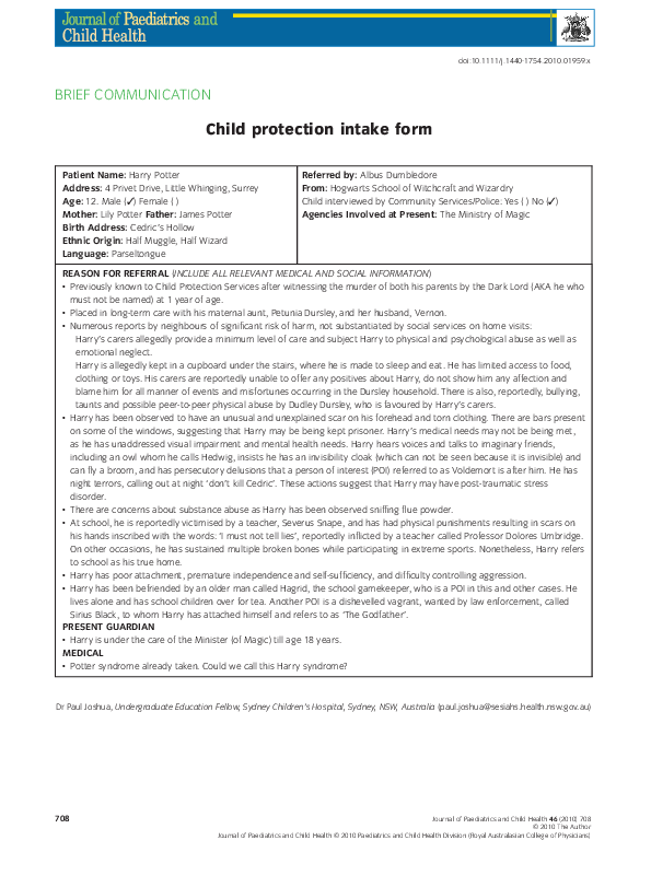 (PDF) Child protection intake form