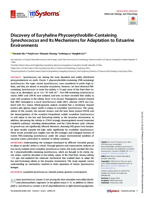 (PDF) Discovery of Euryhaline Phycoerythrobilin-Containing ...