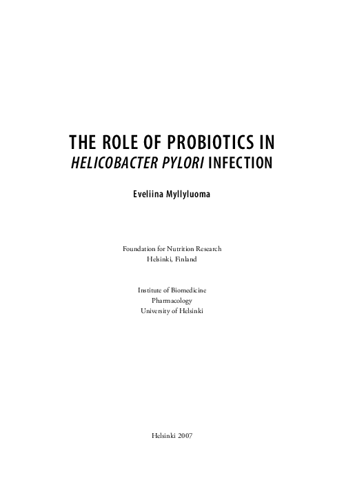 (PDF) The role of probiotics in Helicobacter pylori infection