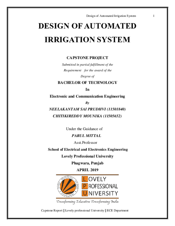 (PDF) Design of Automated Irrigation System