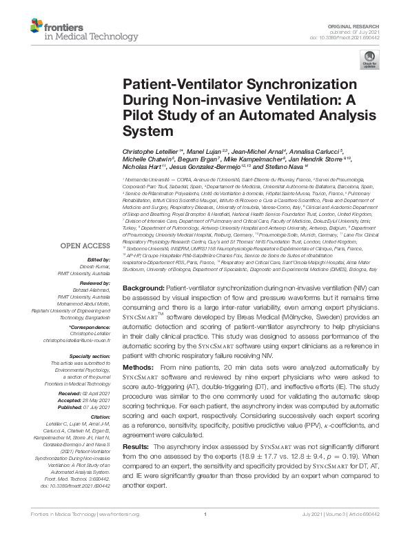 (PDF) Patient-Ventilator Synchronization During Non-invasive ...