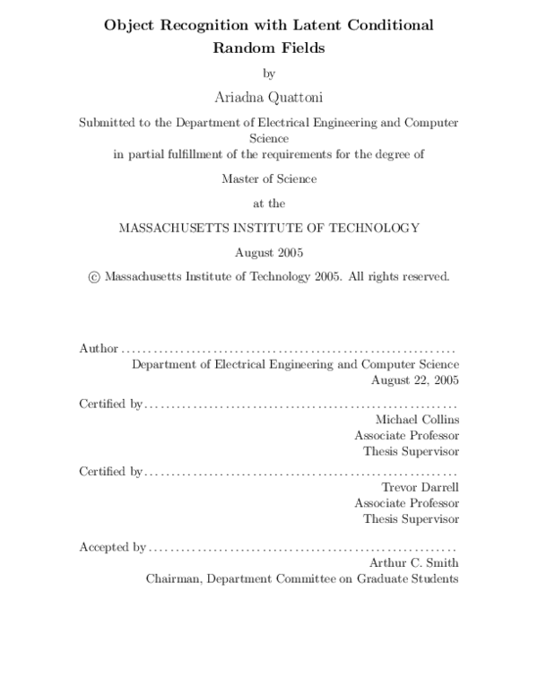 (PDF) Object Recognition with Latent Conditional Random Fields by Ariadna Quattoni