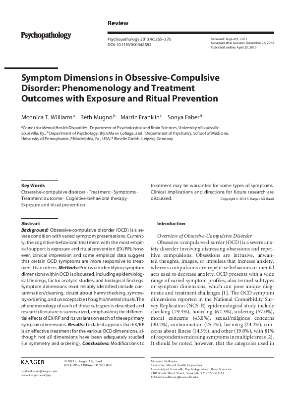 (PDF) Symptom dimensions in obsessive-compulsive disorder: prediction ...
