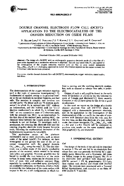 (PDF) Double channel electrode flow cell (DCEFC): application to the ...