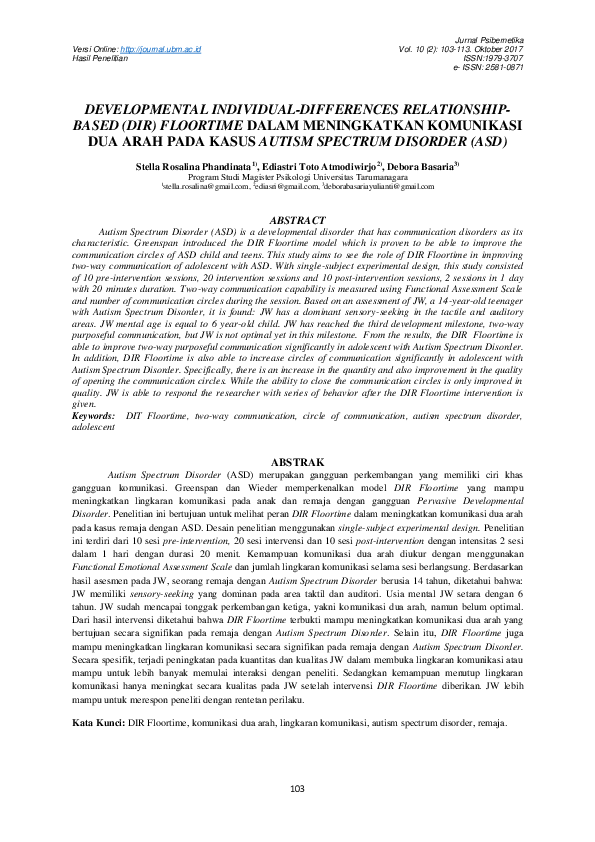 (PDF) Developmental Individual-Differences Relationship-Based (Dir) Floortime Dalam Meningkatkan ...