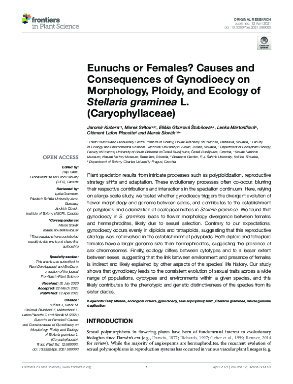 (PDF) Eunuchs or Females? Causes and Consequences of Gynodioecy on ...