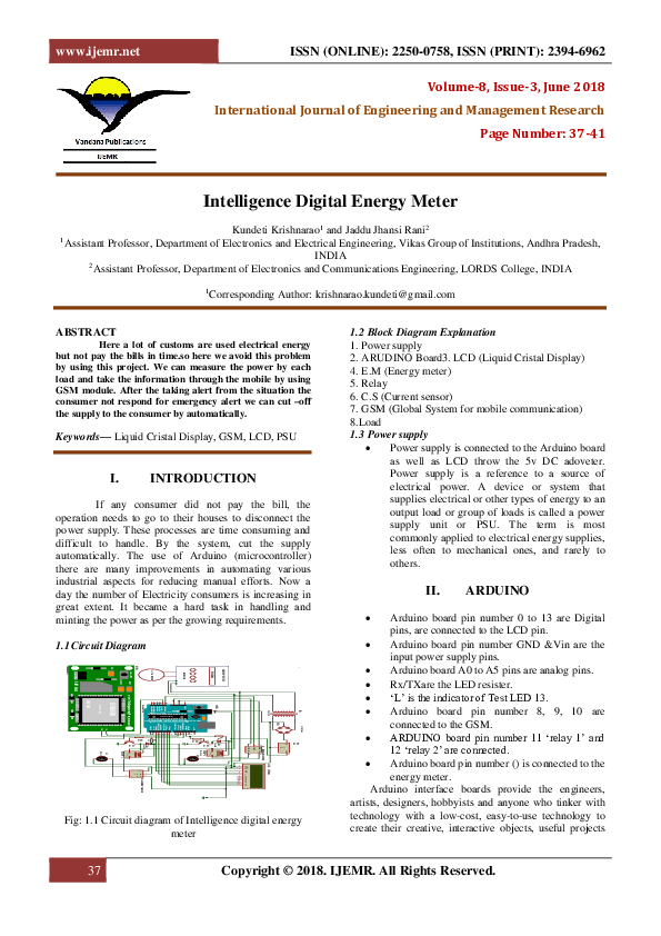(PDF) Intelligence Digital Energy Meter