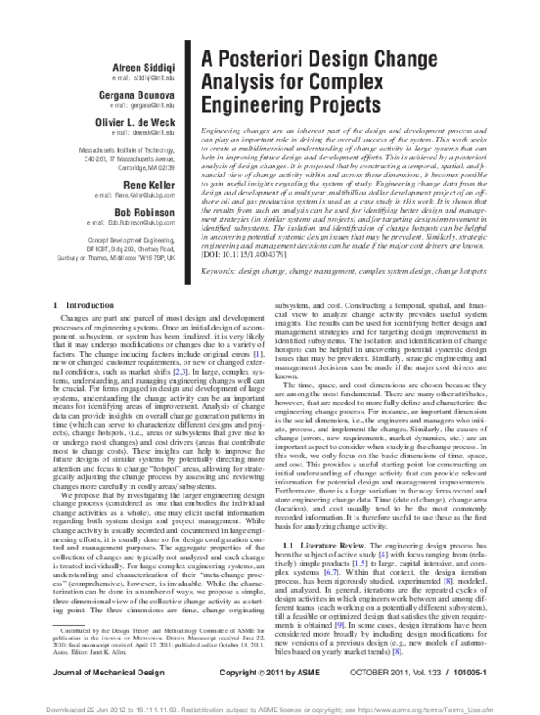 (PDF) Analyzing Design Changes in Engineering Projects