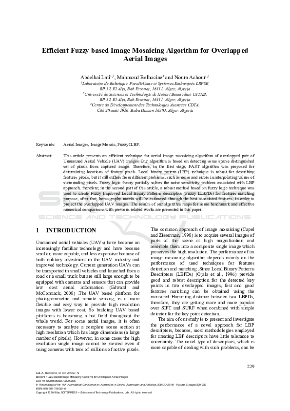 (PDF) Efficient Fuzzy based Image Mosaicing Algorithm for Overlapped Aerial Images