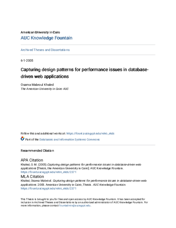 Pdf Capturing Design Patterns For Performance Issues In Database Driven Web Applications
