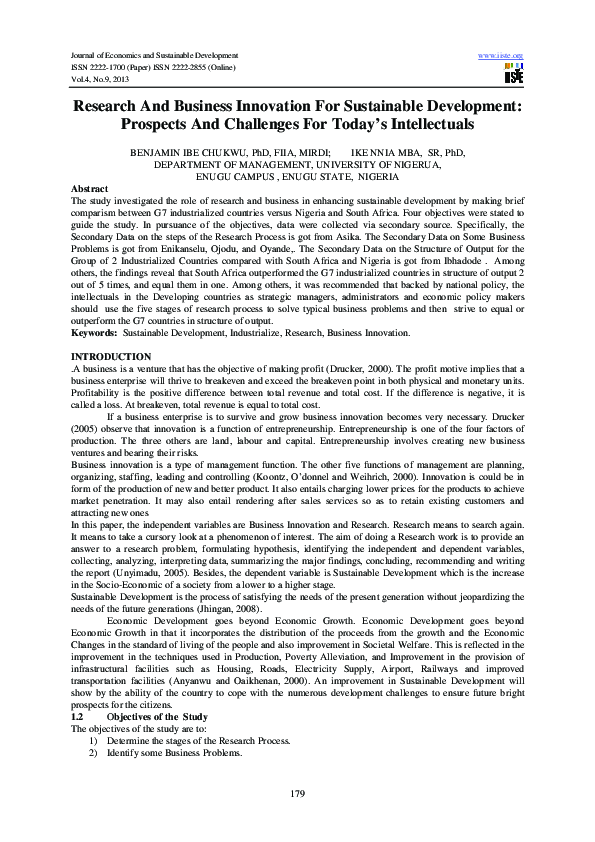 (PDF) Research And Business Innovation For Sustainable Development ...