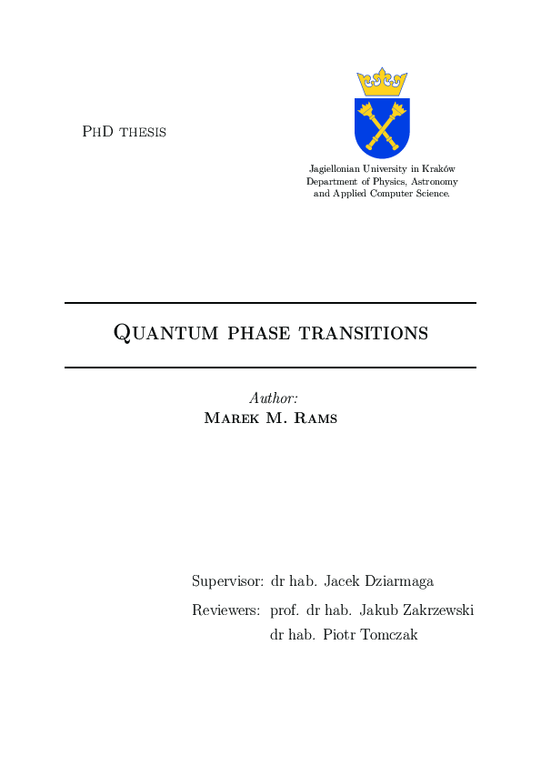(PDF) Quantum phase transitions