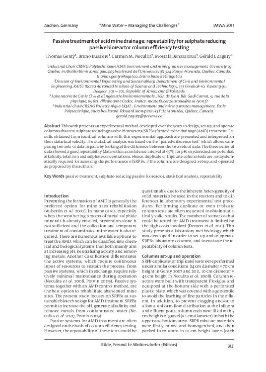 (PDF) Passive treatment of acid mine drainage: repeatability for ...