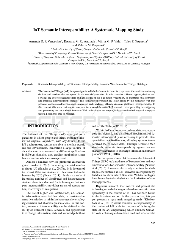 (PDF) IoT Semantic Interoperability: A Systematic Mapping Study
