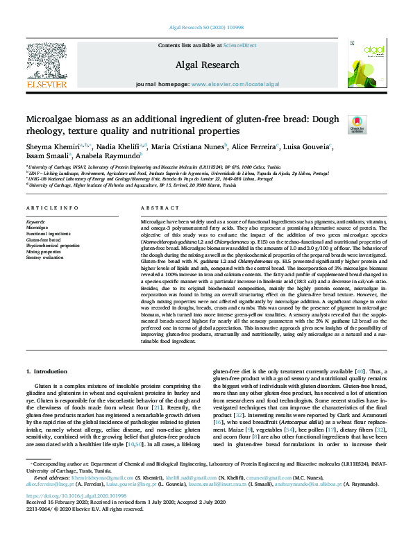 (PDF) Microalgae biomass as an additional ingredient of gluten-free ...