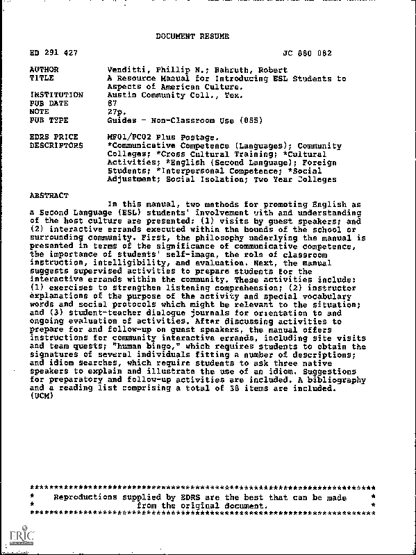 (PDF) A Resource Manual for Introducing ESL Students to Aspects of ...