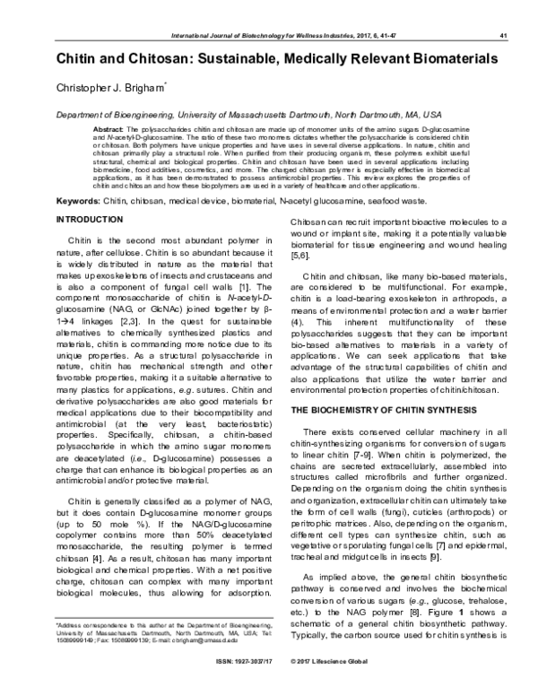 (PDF) Chitin and Chitosan: Sustainable, Medically Relevant Biomaterials