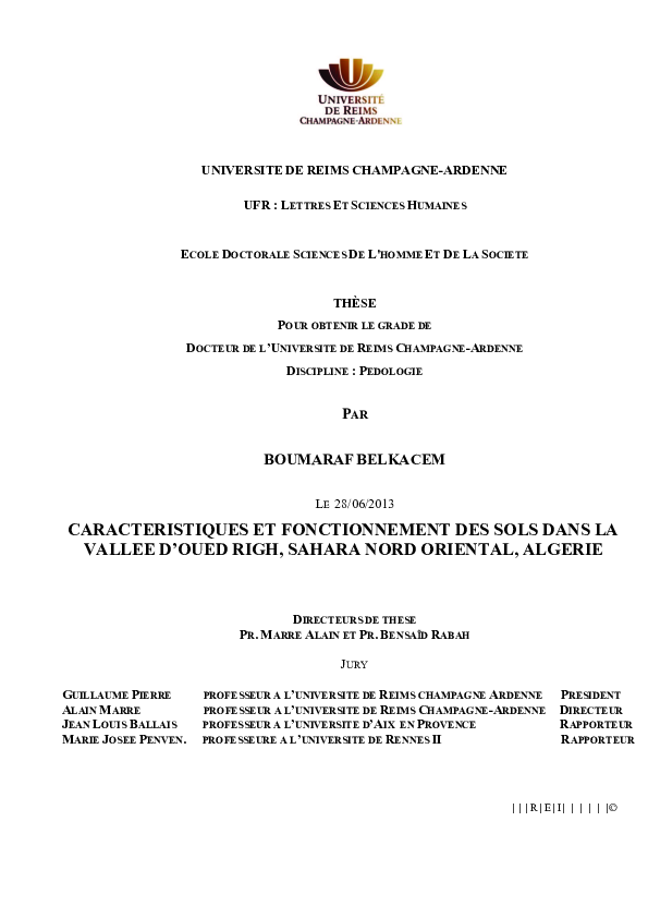 (PDF) Caractéristiques et fonctionnement des sols dans la vallée de ...