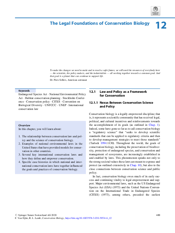 (PDF) The Legal Foundations of Conservation Biology