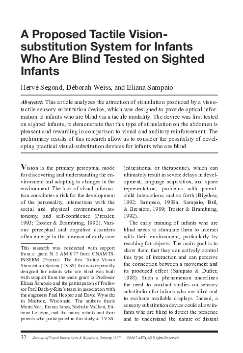(PDF) A Proposed Tactile Vision-substitution System for Infants Who Are ...