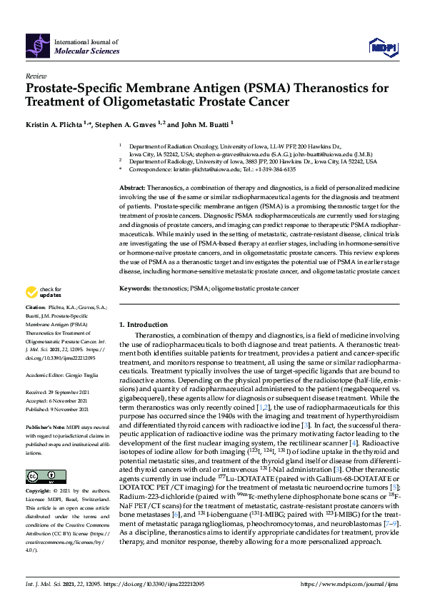 (PDF) Prostate-Specific Membrane Antigen (PSMA) Theranostics for ...