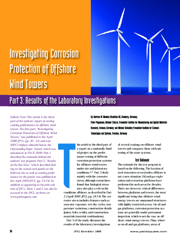 (PDF) Corrosion Protection for Offshore Wind Towers