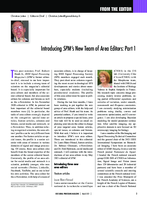 (PDF) Introducing SPM's New Team of Area Editors: Part 1 [From the Editor]
