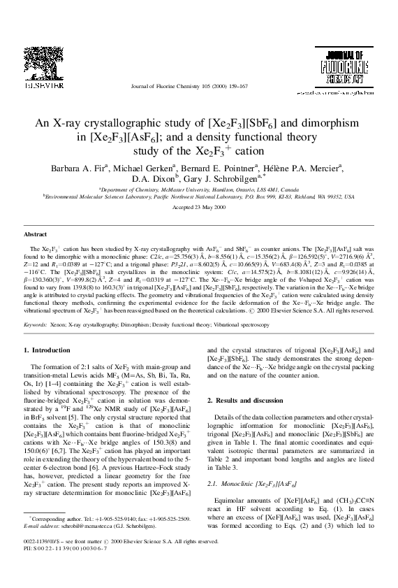 (PDF) An X-ray crystallographic study of [Xe2F3][SbF6] and dimorphism ...