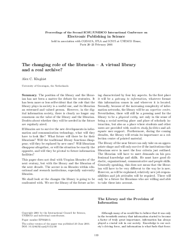 (PDF) The Changing Role of Library and Information Services