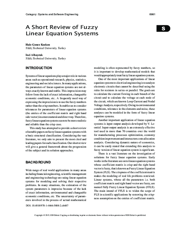 (PDF) A Short Review of Fuzzy Linear Equation Systems