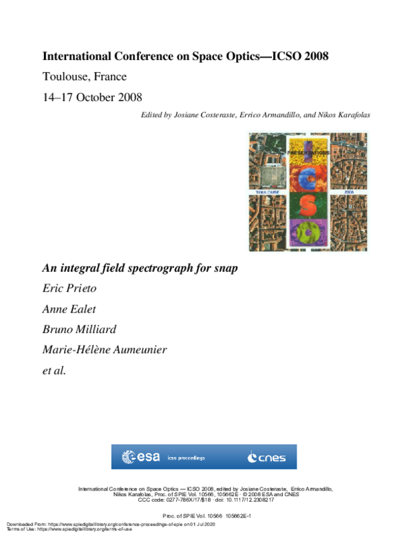 (PDF) An integral field spectrograph for SNAP | Susana Deustua ...